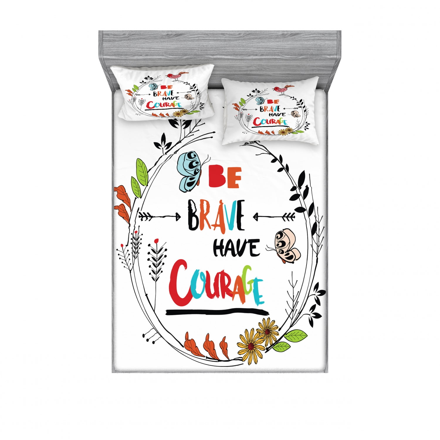 Saying Bedding Set with Sheet & Covers, Be Brave Have Courage ...