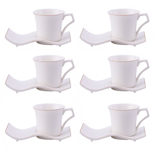 Porcelain Kitchen Coffee Cup and Saucer Set of 12 Coffee Mug with ...