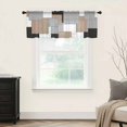 Abstract Art Semi Sheer Valance Curtains, Brown Black Gray Splice Voile ...