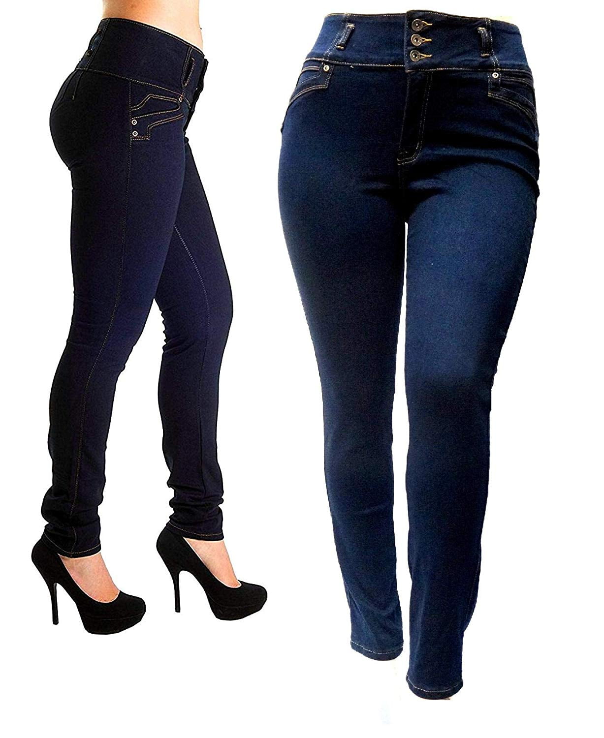 Jack David Womens Plus Size High Waisted Black Blue Stretch Skinny