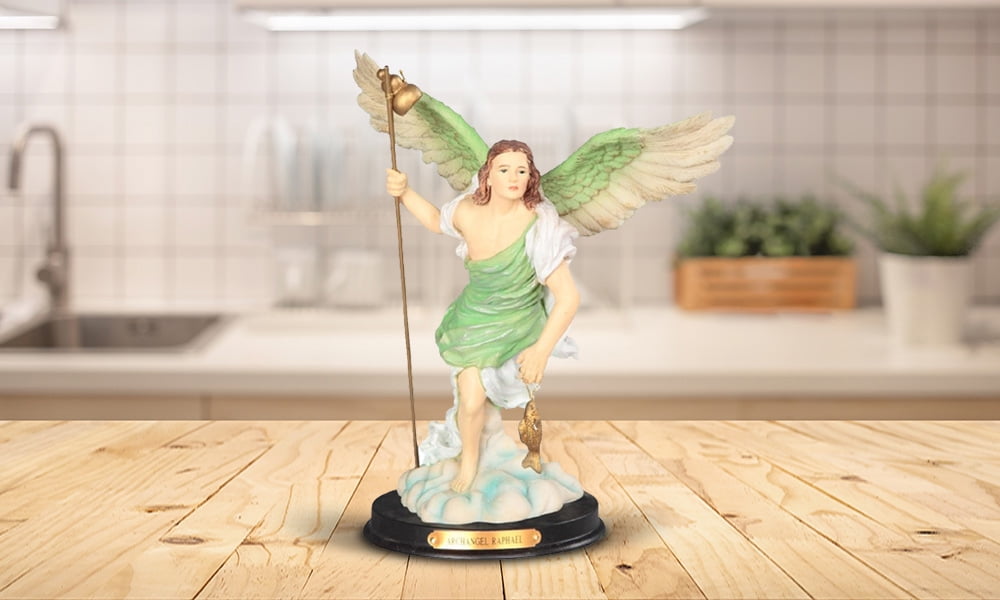 ICE ARMOR 10"H Archangel Raphael Statue Angel of Healing Holy Figurine ...