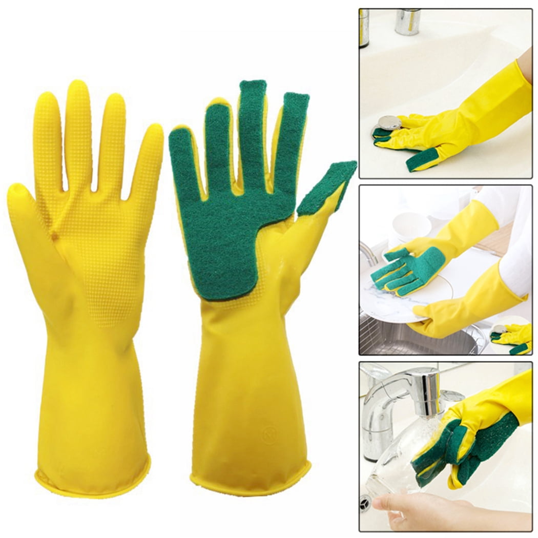 Coofit Kitchen Gloves Non-slip Latex Dishwashing Gloves with Scrub ... Coofit Kitchen Gloves Non-slip Latex Dishwashing Gloves with Scrub ...