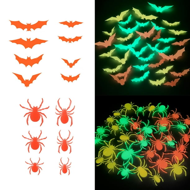 D-GROEE 2 Sets Halloween Decorations Luminous Bat Wall Decals Stickers ...