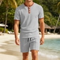 AGKIZG Men's Knit Collar Color Neck Short Sleeve Button Pullover Top ...