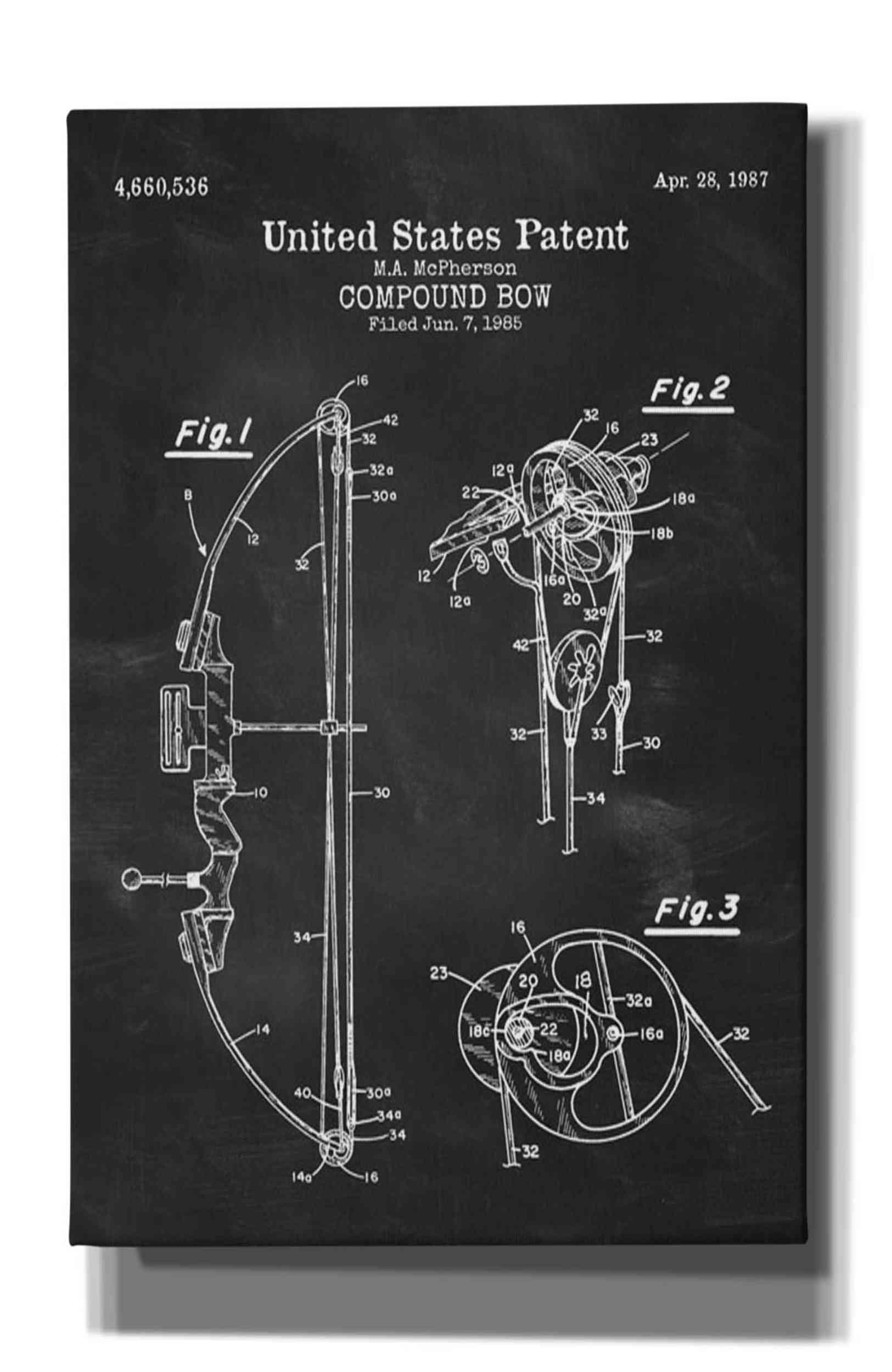 Epic Graffiti 'Compound Bow Blueprint Patent Chalkboard' Canvas Wall ...