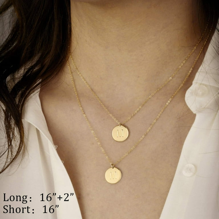 Gold Coin Initial Necklace