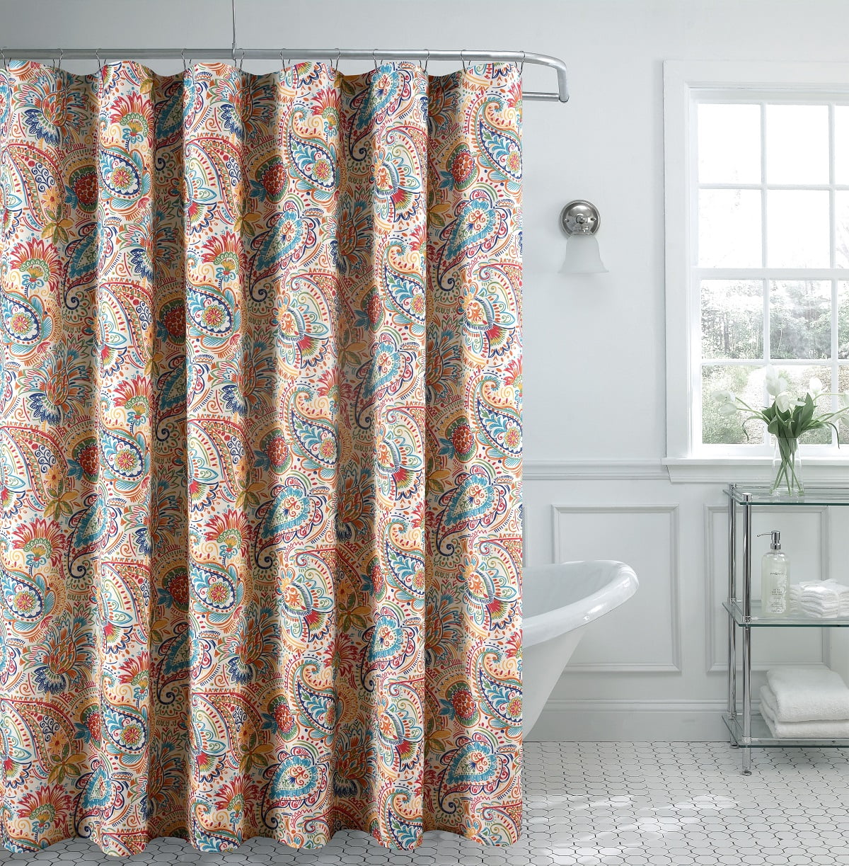 Floral Paisley Moroccan Damask Design shower curtain - Walmart.com