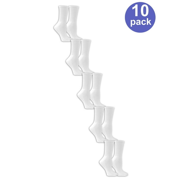 Ladies Half Cushion Crew Socks, 10 Pair - Walmart.com