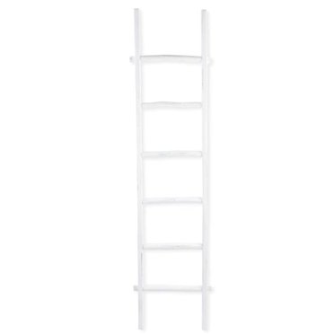 DecMode 18" x 73" Brown Wood Handmade Two-Toned Slanted Ladder with ...