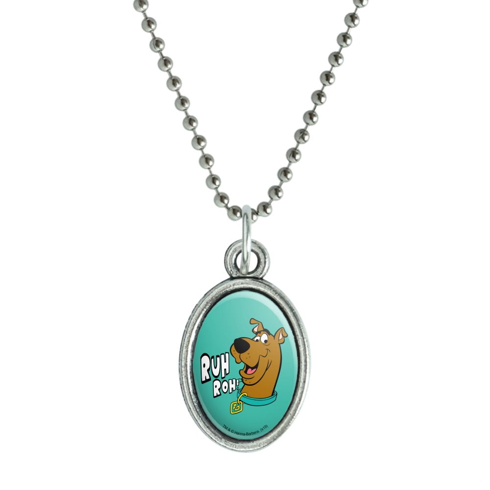 Scooby-Doo Ruh Roh Antiqued Oval Charm Pendant with Chain - Walmart.com