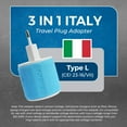 "OREI Italy Travel Adapter, Type L, 3 In 1 with Dual USB, Compact ...