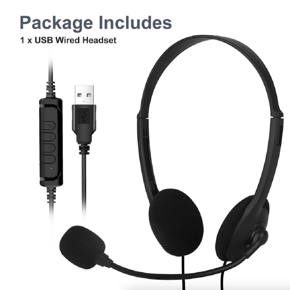 New USB Headset Headphone With Microphone Noise Cancelling For PC ...