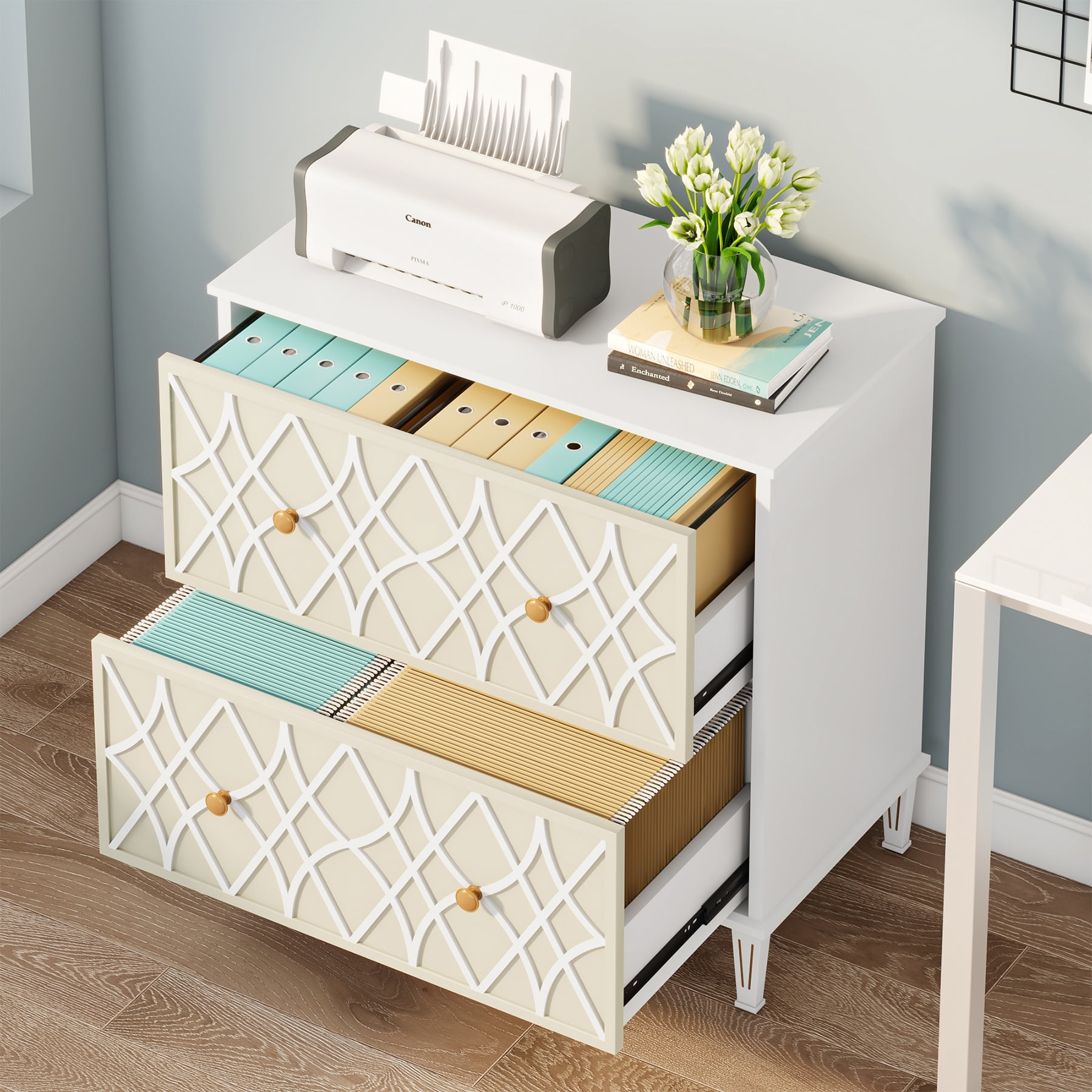 Tribesigns 2 Drawer File Cabinet, Lateral Filing Cabinet for A4 ...