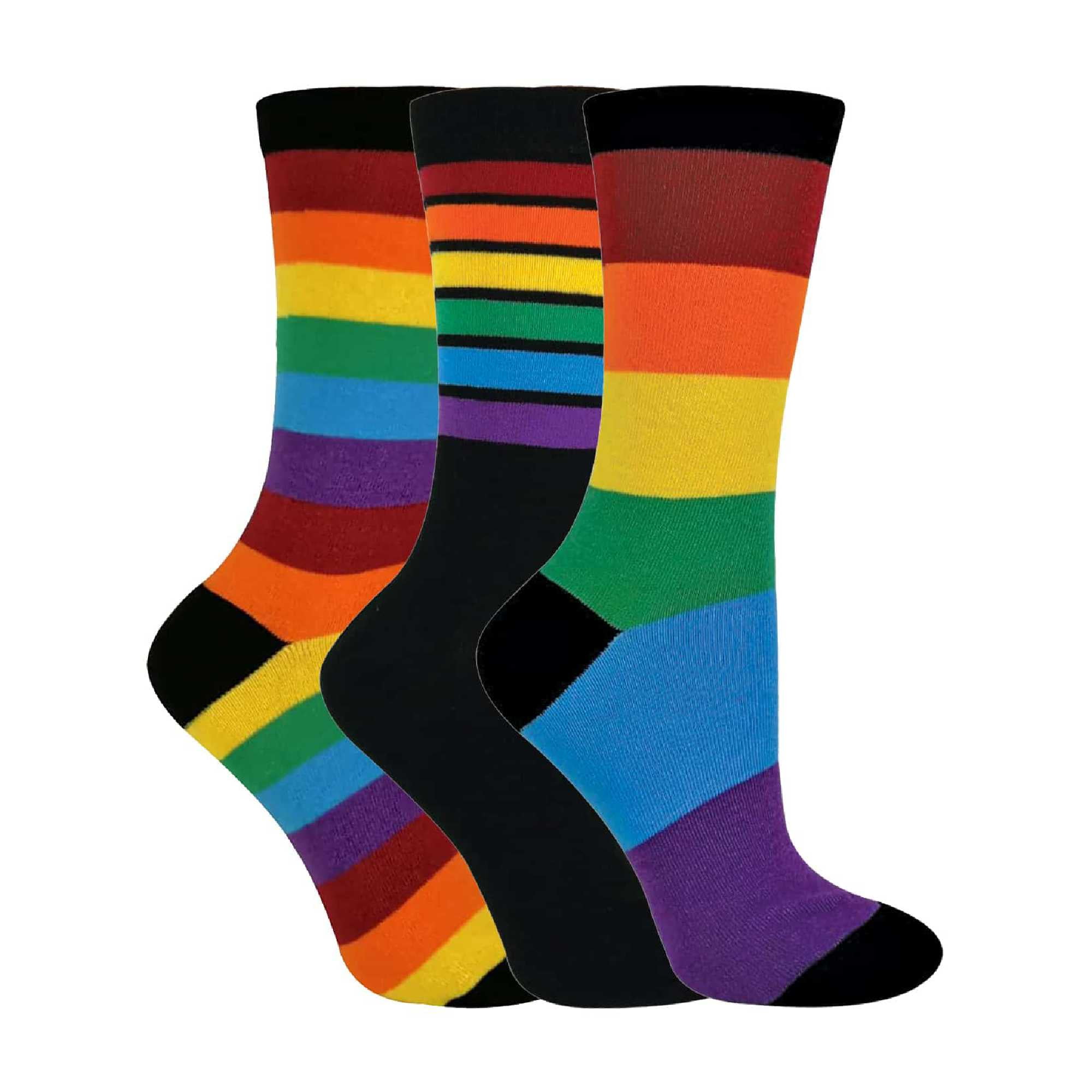 Sock Snob - 3 Pairs Ladies Bright Patterned Striped Rainbow Socks ...