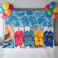 Summer Pool Photography Backdrop 8x6FT, Slippers Straw Hat Photo ...