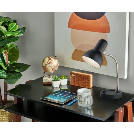 Mainstays LED Gooseneck Desk Lamp with Catch-All Base & AC Outlet ...