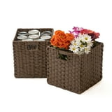 Foldable Synthetic Plastic Wicker Storage Basket with Iron Wire Frame ...
