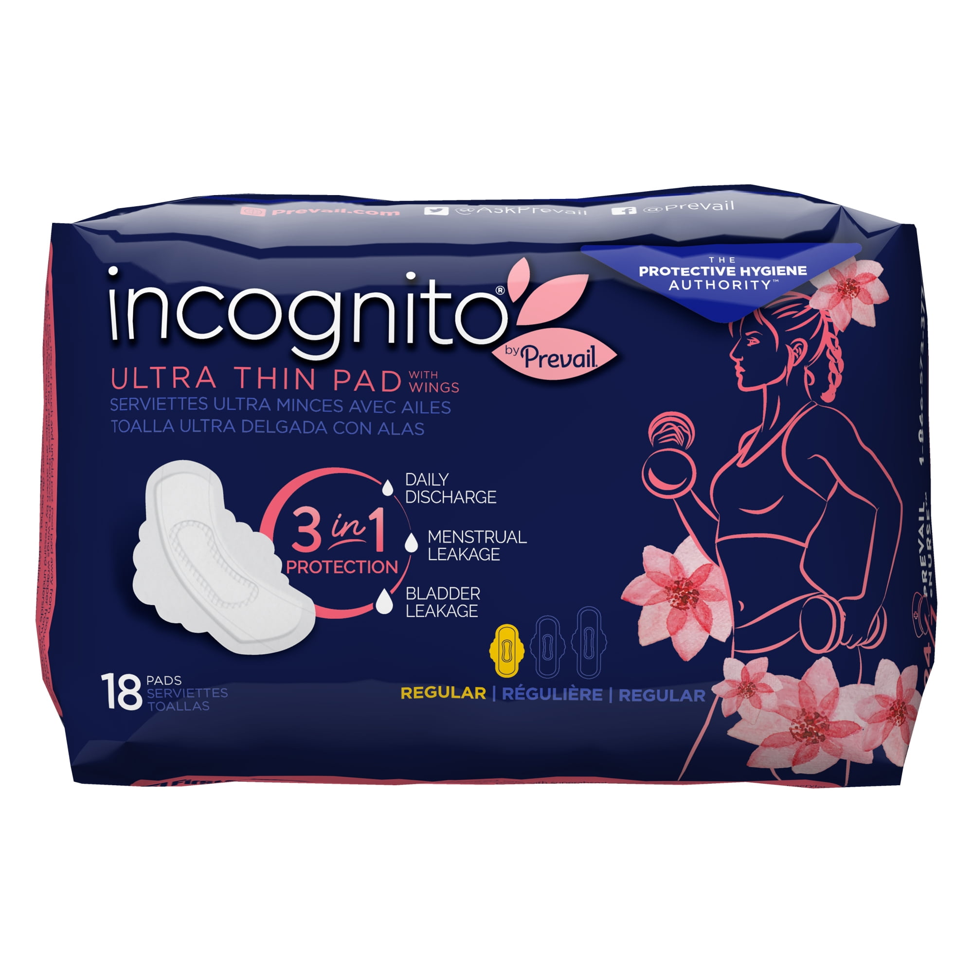 incognito by Prevail Feminine Pad Ultra Thin with Wings PVH-418, 72 Ct ...