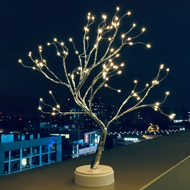 HOTBEST 108L USB Pearl Decorative LED Shimmer Tree Desk Lamp Touch ...