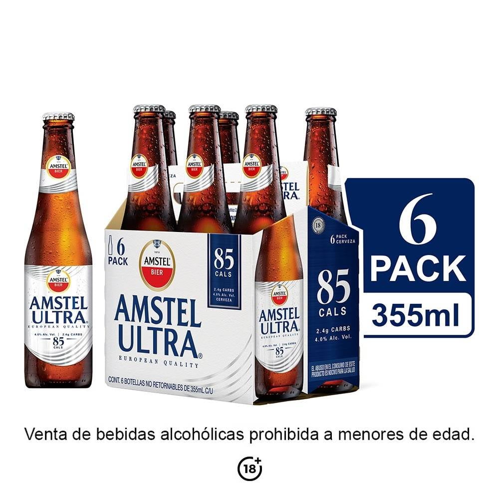 Cerveza Amstel Ultra lager 6 botellas de 355 ml c/u | Walmart en línea