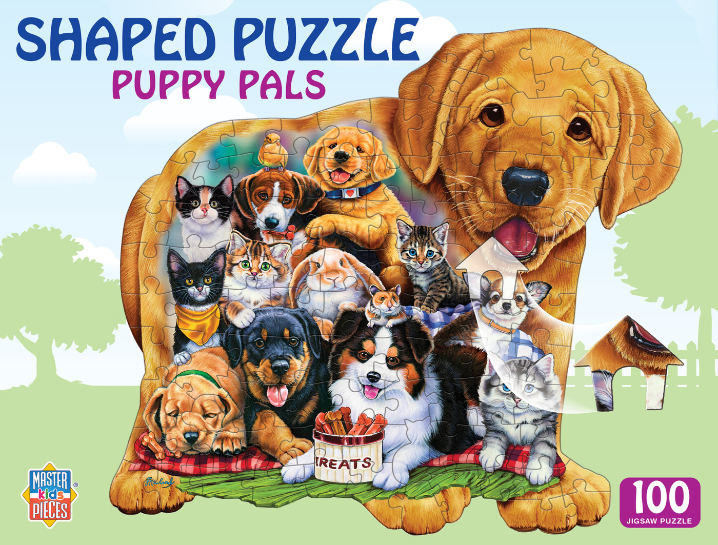 MasterPieces 100 Piece Shaped Jigsaw Puzzle - Pets Pals - 14"x19 ...