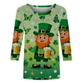 KIHOUT Women's St. Patrick's Day 3/4 Sleeve Round Neck Top Striped ...