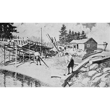 Colonial Shipyard, C1750. /Ncolonial Shipwrights At Work. Illustration ...