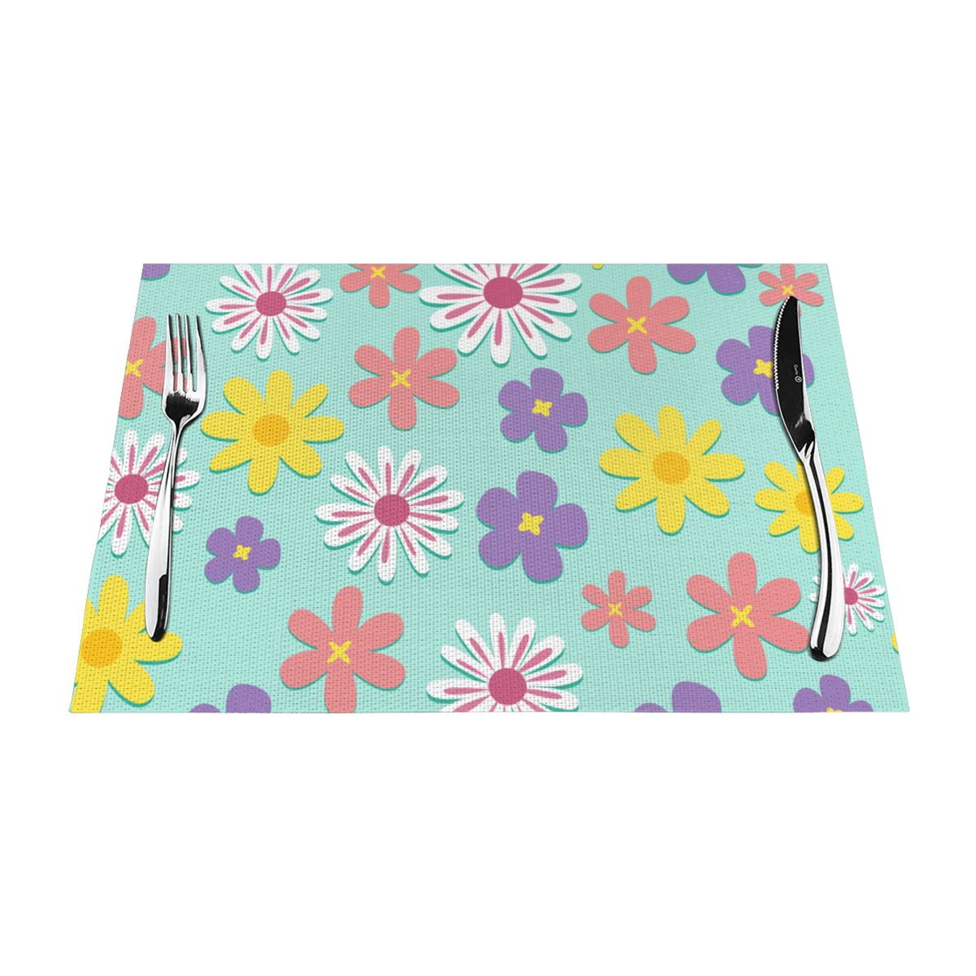 XMXY Woven Placemats Set of 4 PCS, Daisy Floral Pattern Table Mats ...