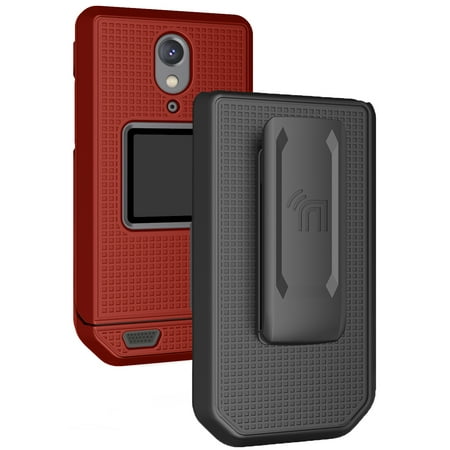 Case with Clip for CAT S22 Flip Phone, Nakedcellphone [Red] Slim Hard ...