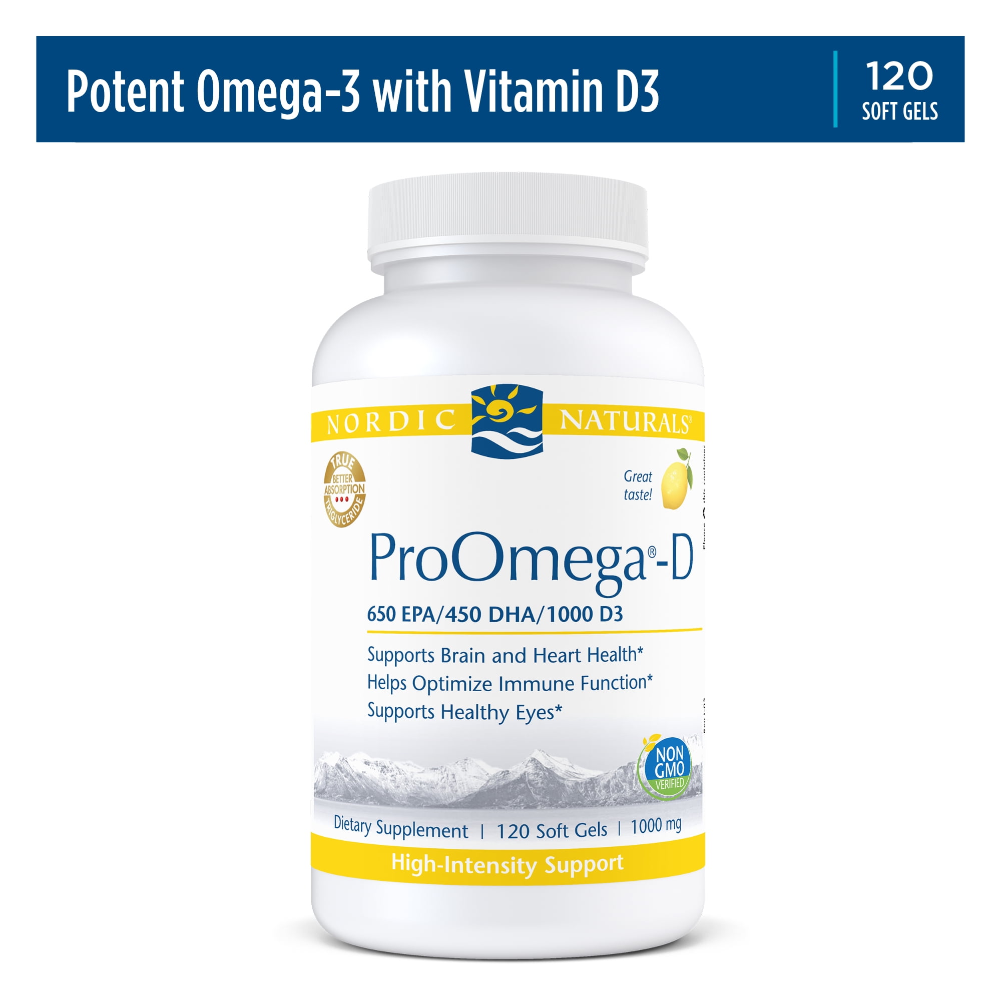 Nordic Naturals ProOmega-D Softgels, 1280 mg, Lemon, Fish Oil, 120 Ct ...