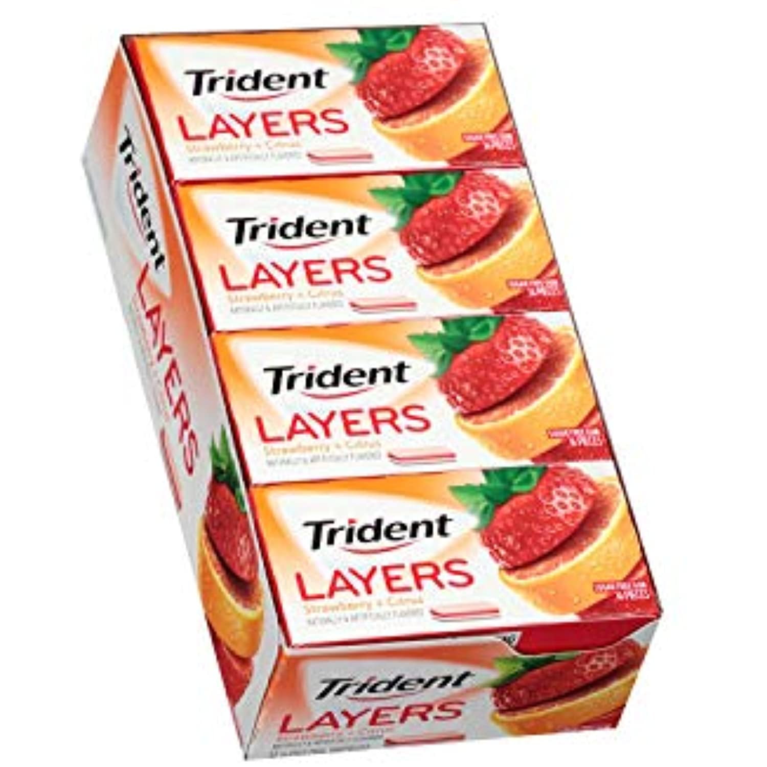 Trident Layers Strawberry And Tangy Citrus (14 Ct, 10 Packs.) - Walmart.com