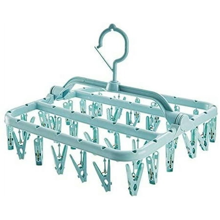 Fodable Laundry Hanger Drying Rack with 32 Clips, Plastic Laundry Clips ...
