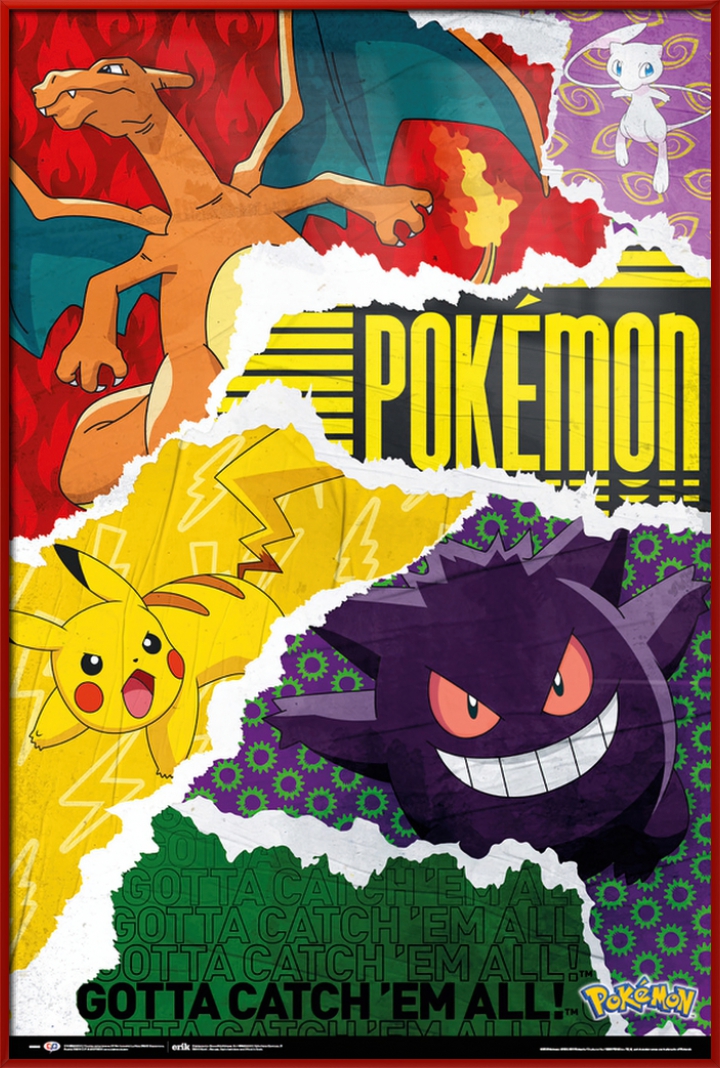Pokemon - Framed TV / Gaming Poster (Gotta Catch Em All - Montage) (24 ...