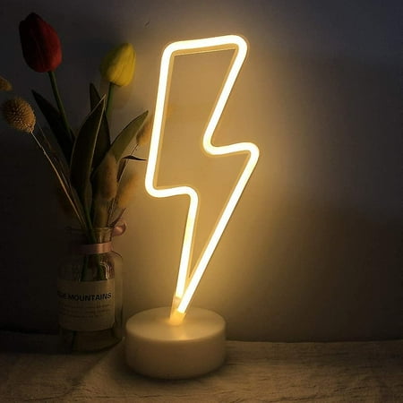 Led Lightning Bolt Neon Light Signs, Warm White Lightning Bolt Shape ...