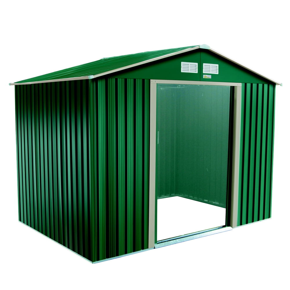 Palm Springs Metal Galvanized Steel Backyard Garden Storage Shed - 8' x ...