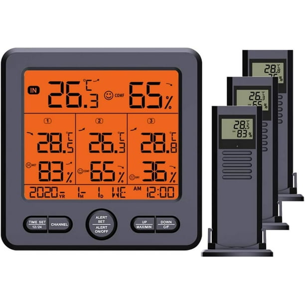 Weather stations with 3 transmitters, digital wireless thermohygrometer ...