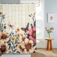 Bathroom Shower Curtain Farm Flower Spring Butterfly Waterproof Shower ...