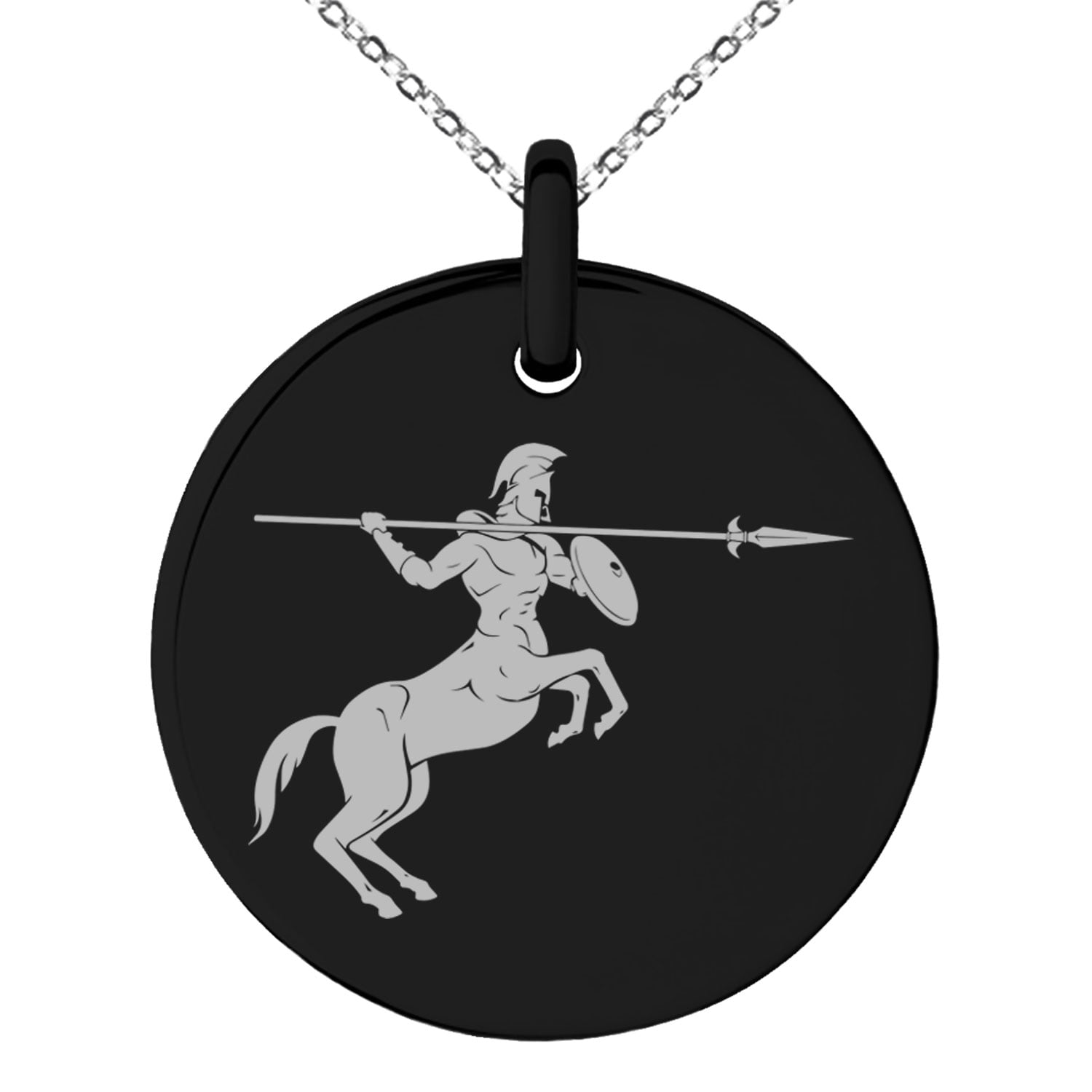 Stainless Steel Greek Mythology Centaur Engraved Small Medallion Circle ...
