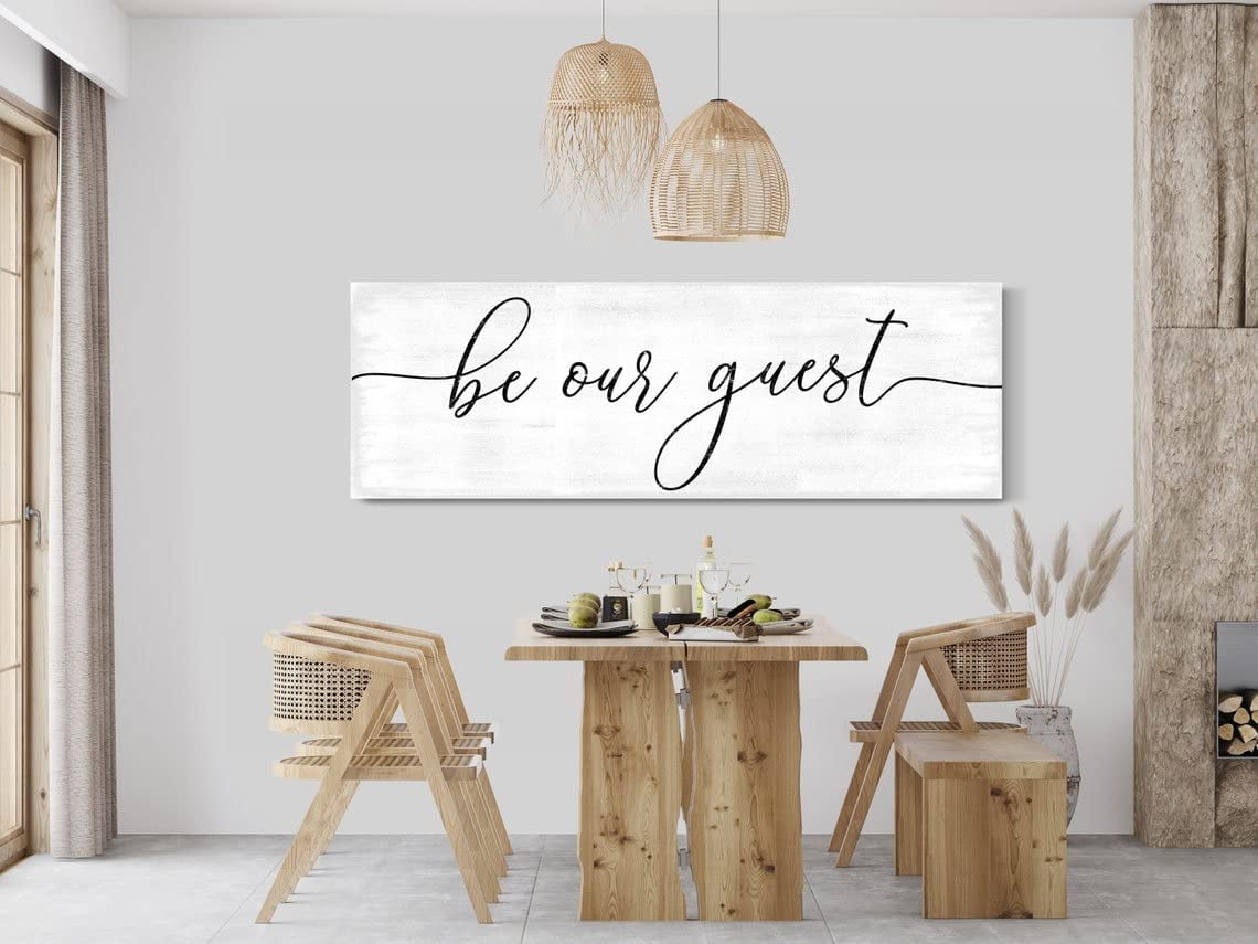 Phrase Canvas Poster Print Be Our Guest Sign Wall Art Painting For ...