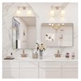 16x24 Inch Brushed Bathroom Mirror, Rounded Rectangle Silver Metal ...
