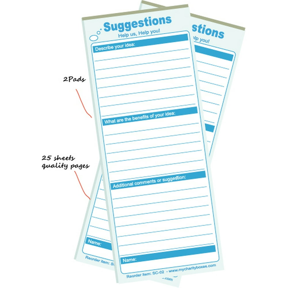 MCB COMBO Pack of 50 Suggestion cards With Pen~ 3.5" X 8.25" ~ (2 X 25 ...