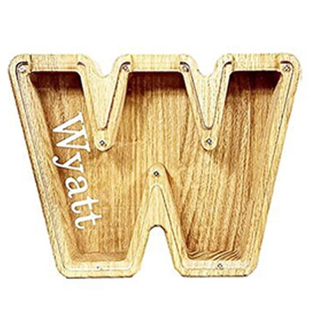 Wooden Monogram Piggy Bank Capital Letter Money Bank Initials Piggy ...