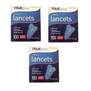 True Plus Sterile Diabetic Single-Use Test Lancets, 28 Gauge, 100Ct, 3 ...