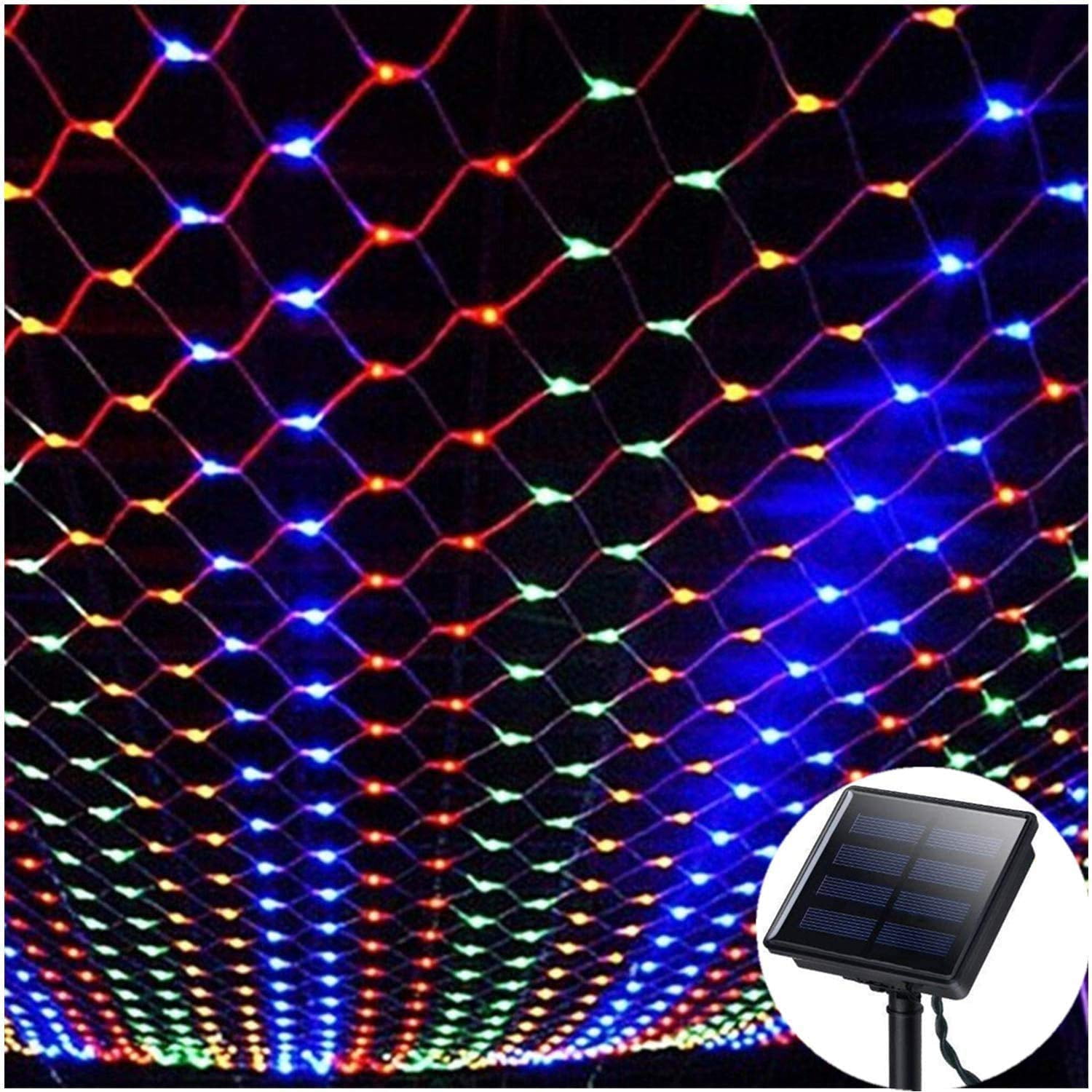LINLIN Solar Net String Lights,Waterproof 1.5Mx1.5M 100LED Net Mesh ...