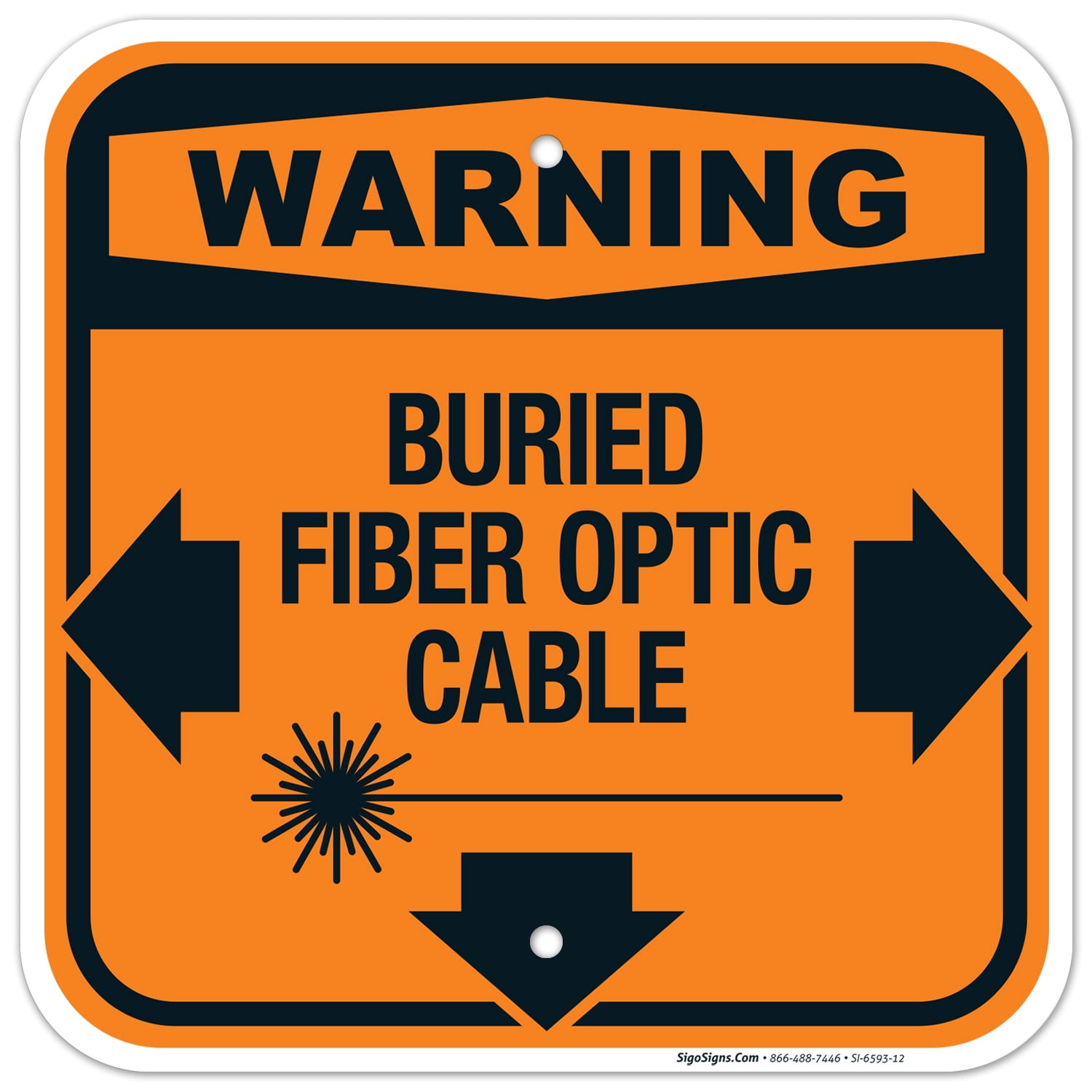 Warning Buried Fiber Optic Cable Sign, - Walmart.com
