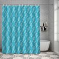 Bathroom Shower Curtain Modern Geometric Wave Stripes Blue Waterproof ...