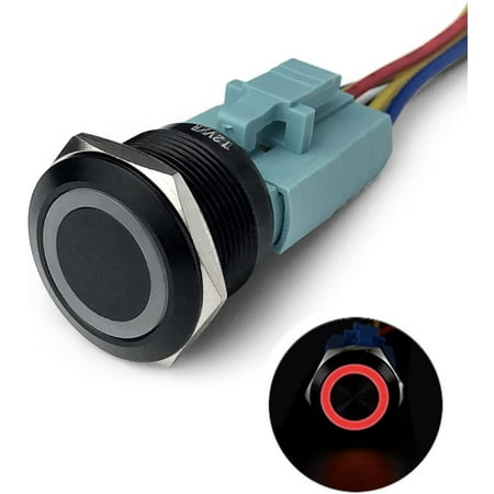 MGI SpeedWare Black Aluminum Push Button Switch 22mm with Socket, 3A ...