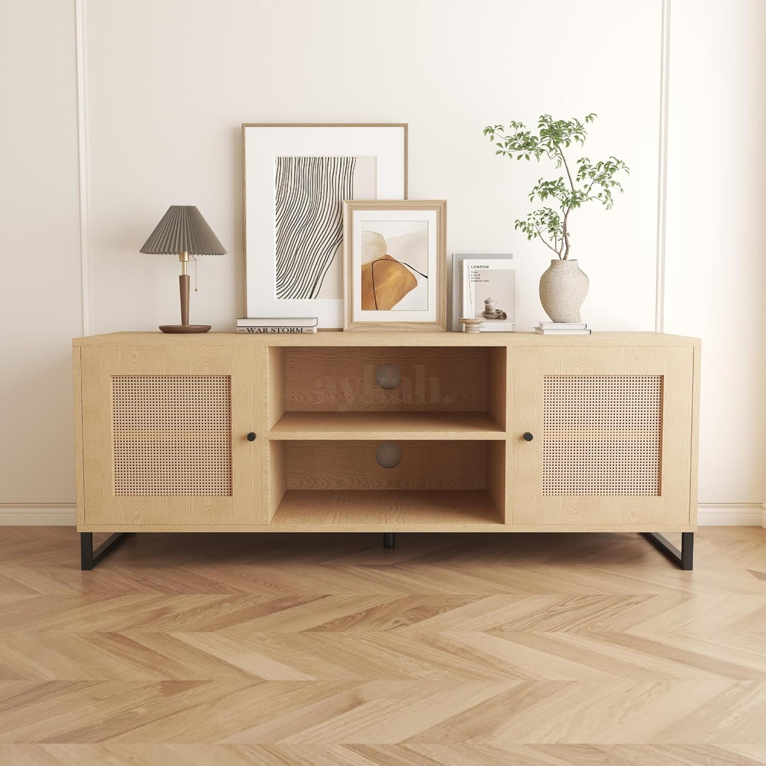 Click here for Aykah Lyra Rattan Tv Stand With Storage For 45 55... prices