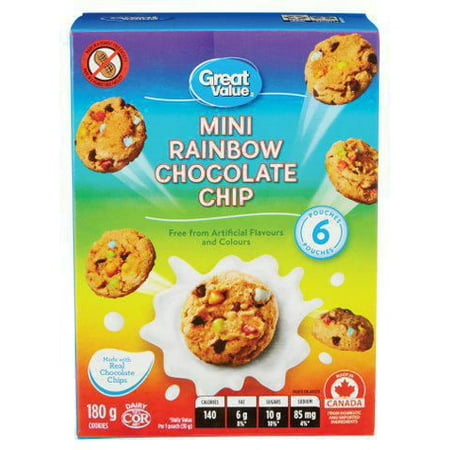 Mini biscuits aux pépites de chocolat arc-en-ciel Great Value | Walmart ...