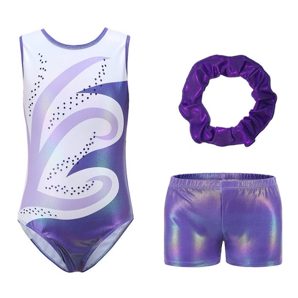 Leotards for Girls Gymnastics with Shorts Dance Biketards Tumbling ...